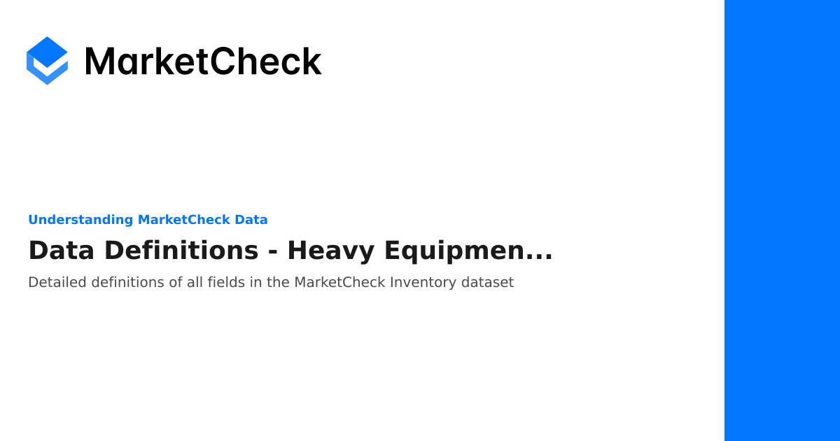 Data Definitions - Heavy Equipments Inventory - Understanding ...
