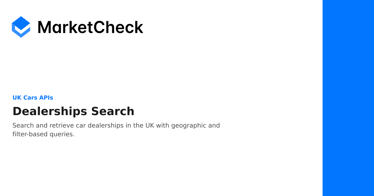Dealerships Search - UK Cars APIs | MarketCheck Documentation