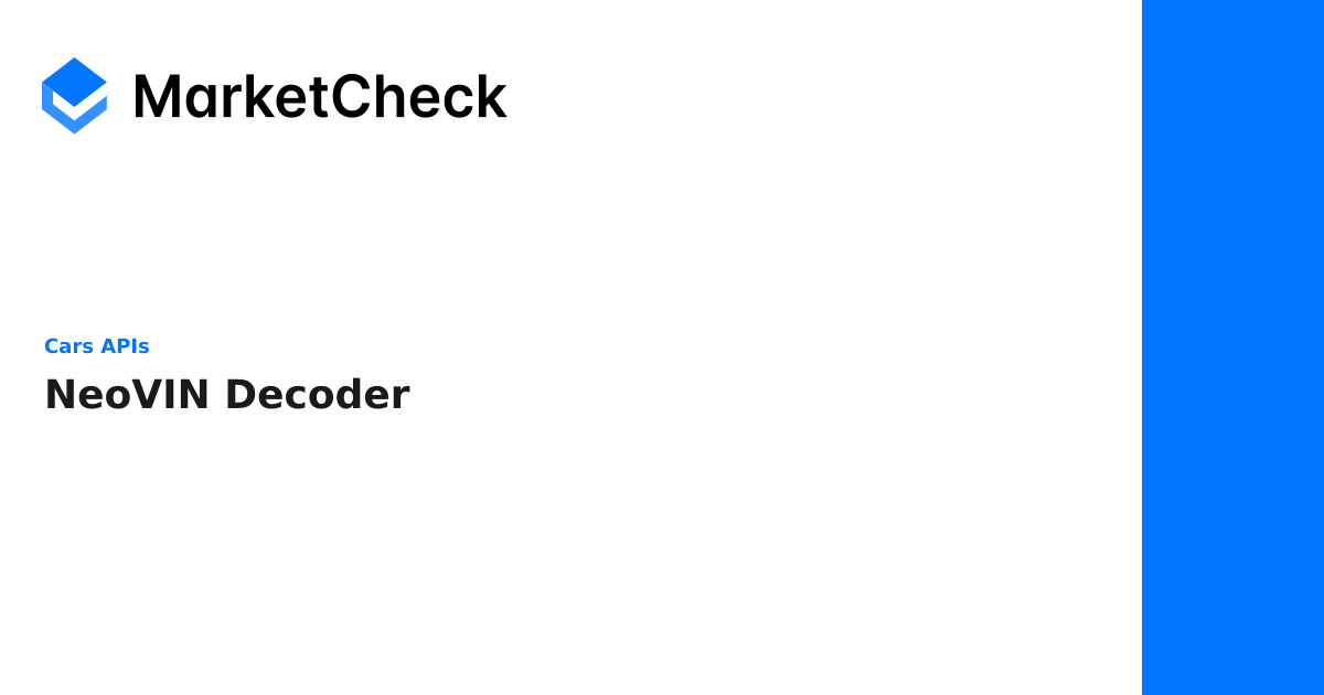 NeoVIN Decoder - Cars APIs | MarketCheck Documentation